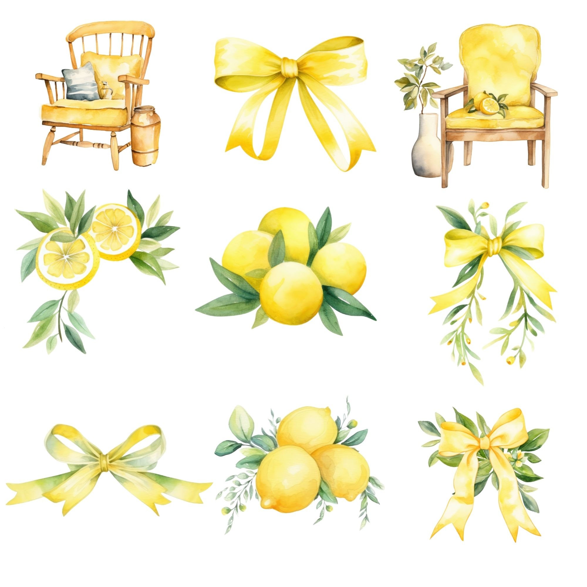 Watercolor Lemon Summer Clipart Bundle, Lemonade PNG, Sweet Lemon ...