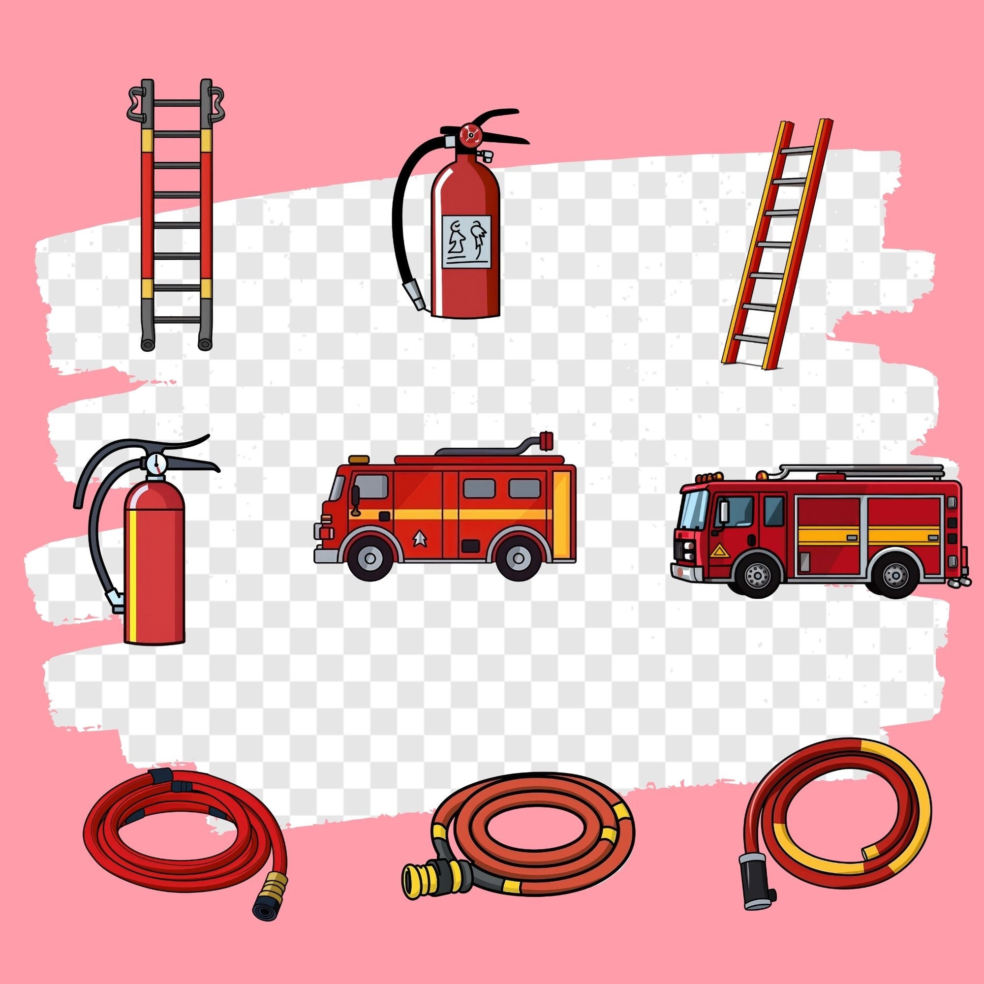 Firetruck Fireman PNG Bundle Digital Firetruck Clipart, Fire, Helmet ...