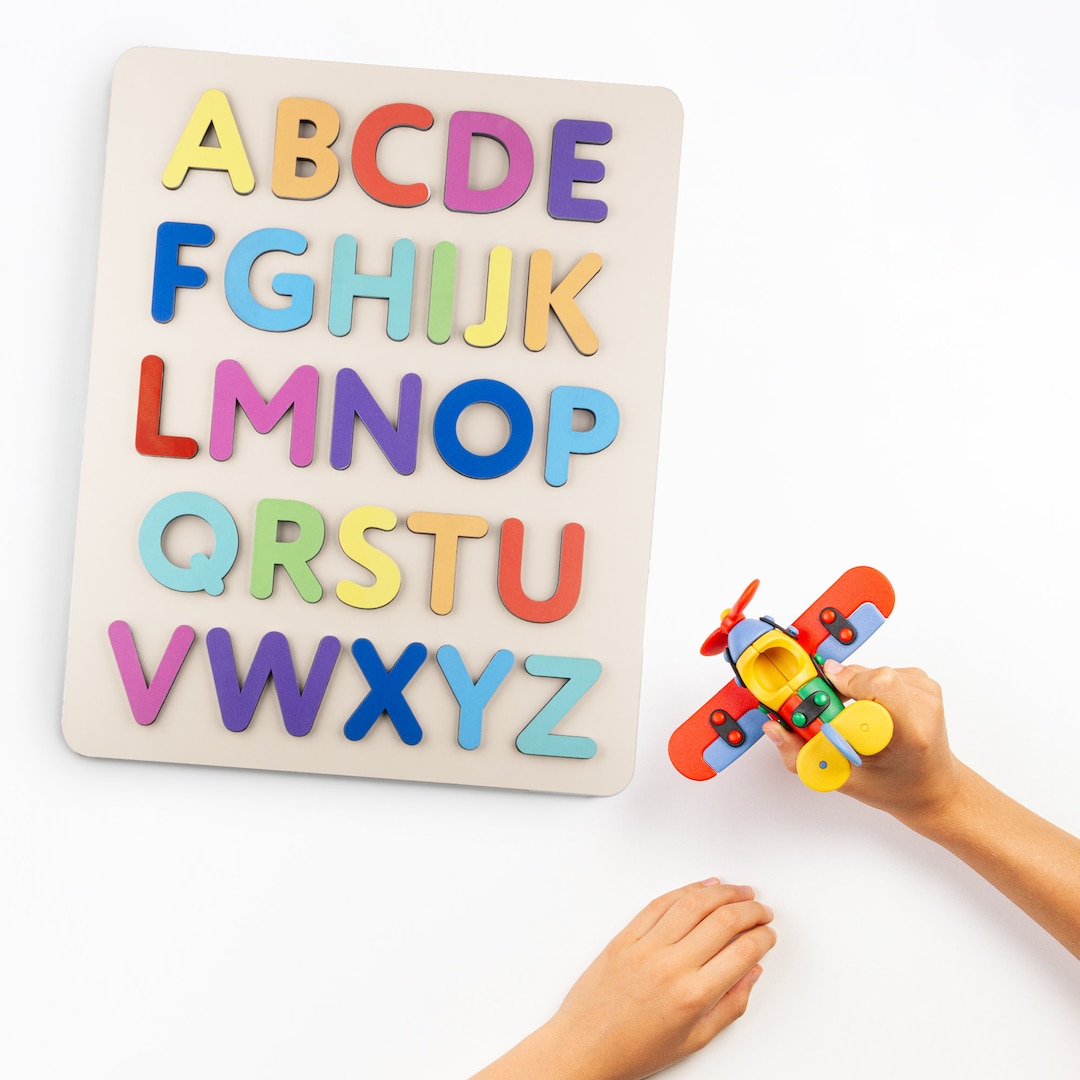 Wooden Alphabet Puzzle Montessori Busy Board Personalized Puzzle ...