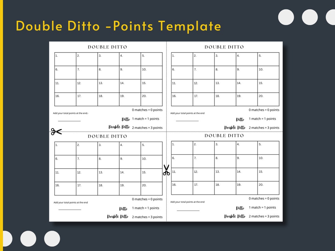 Double Ditto, Double Ditto Points Template, Double Ditto Points Tracker ...