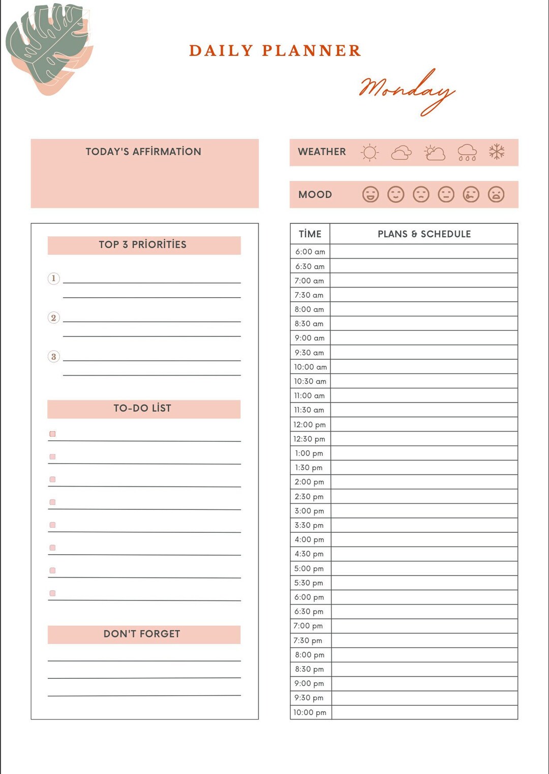 Daily Planner, Monthly Planner, Printable Planner, Yearly Planner ...