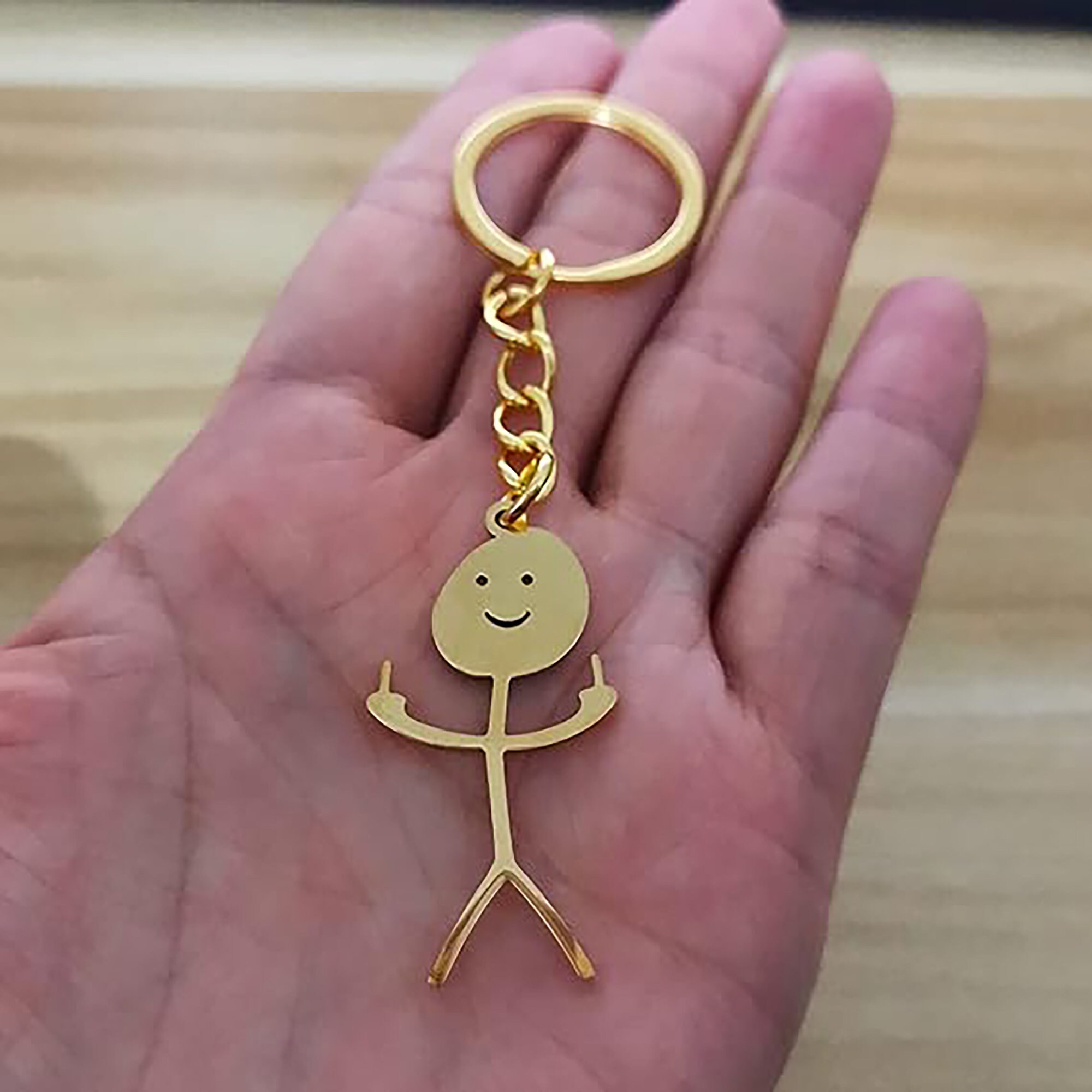Funny Middle Finger Stickman Keychain,hand Gesture Keychain,funny ...