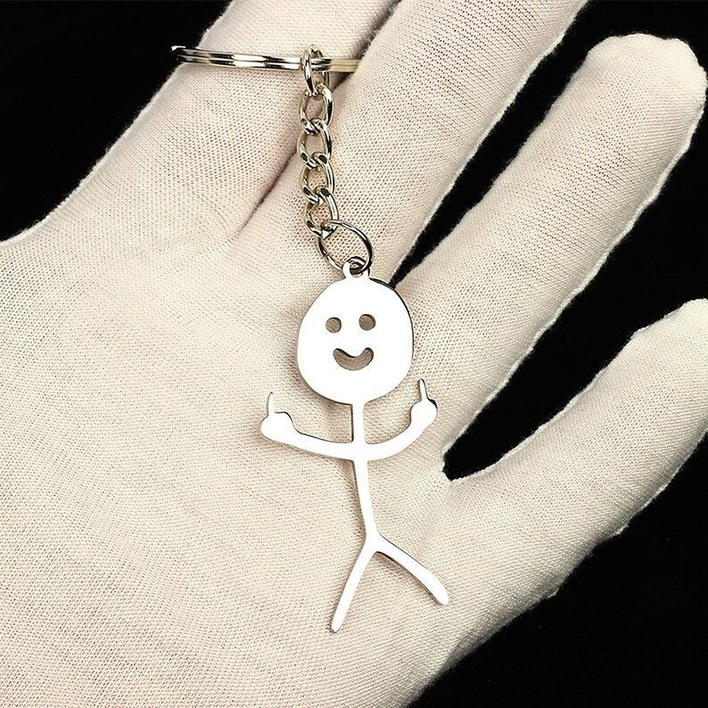 Funny Middle Finger Stickman Keychain,hand Gesture Keychain,funny ...
