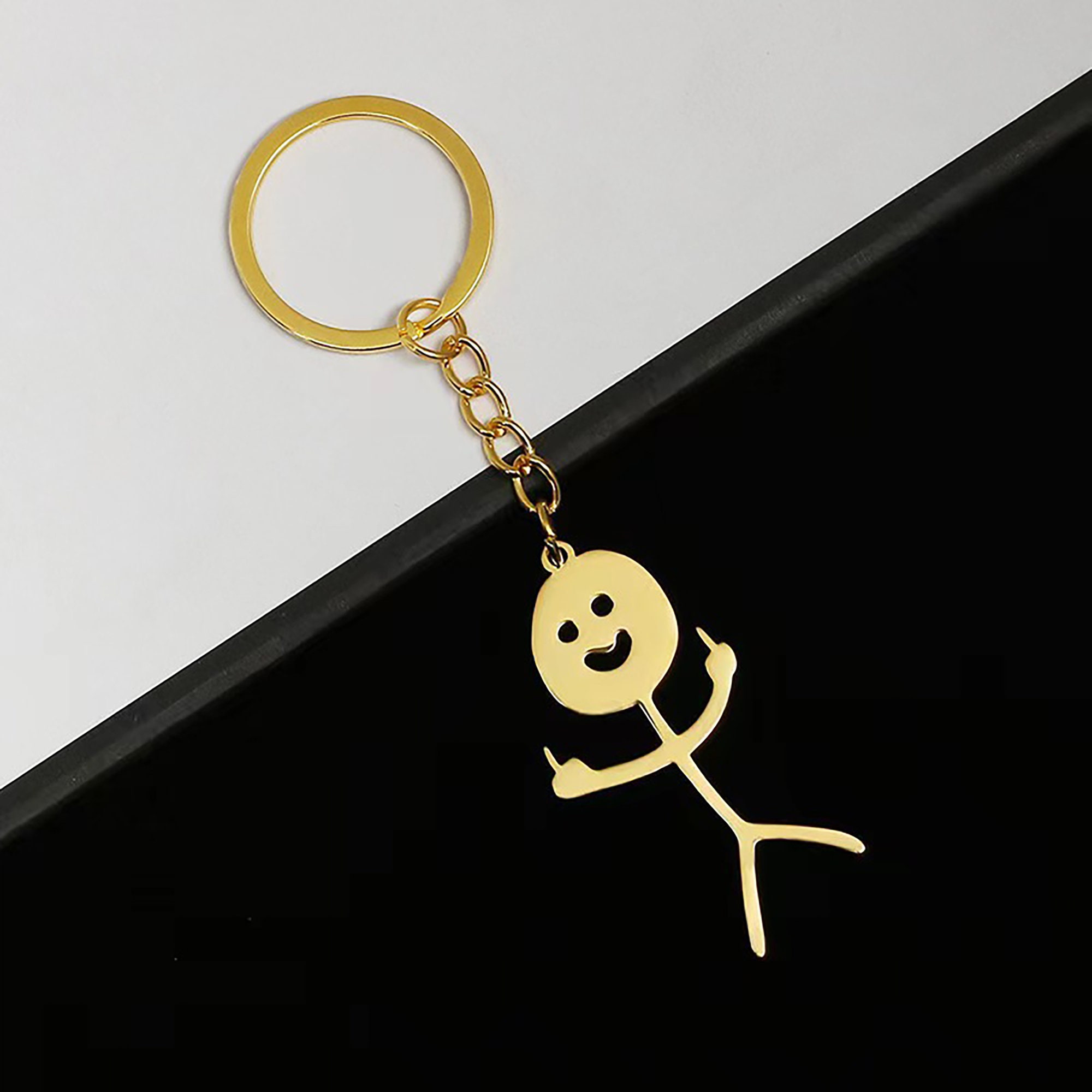 Funny Middle Finger Stickman Keychain,hand Gesture Keychain,funny ...