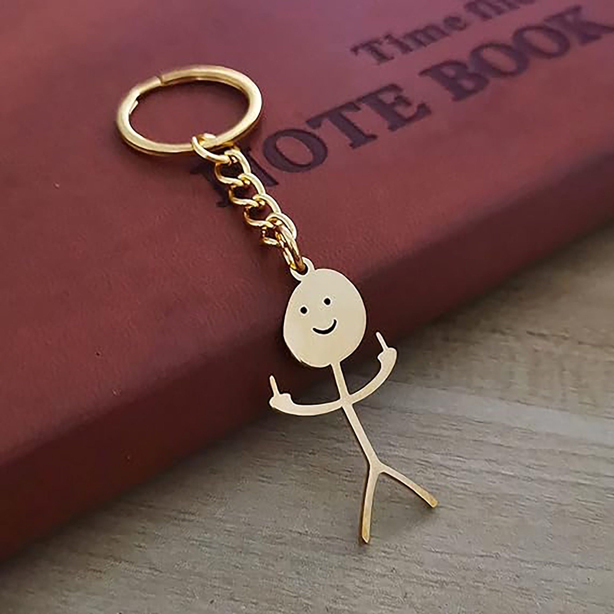 Funny Middle Finger Stickman Keychain,hand Gesture Keychain,funny ...