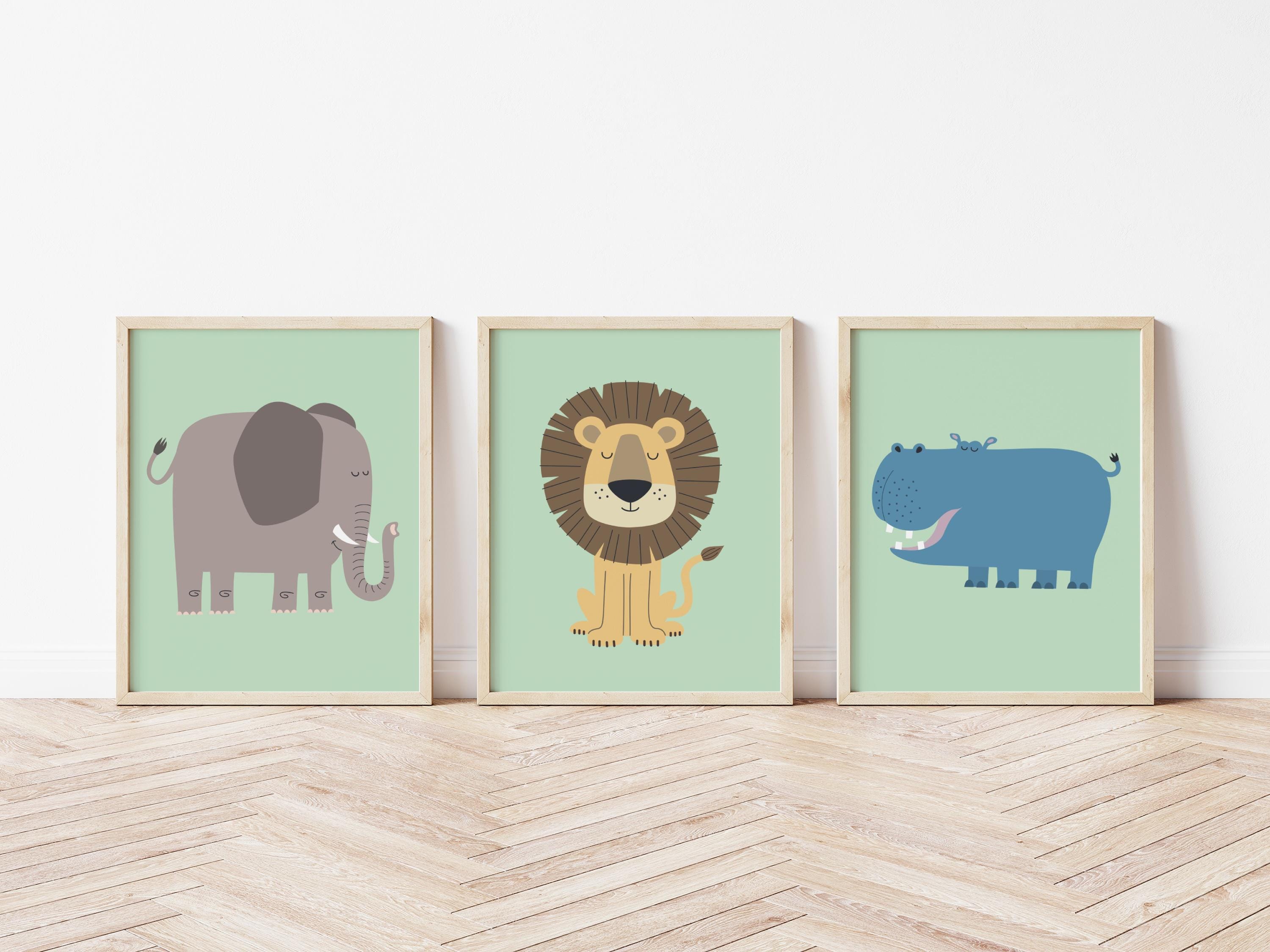 Safari Nursery Wall Art Print, Cute Playful Jungle Animals, Nursery ...
