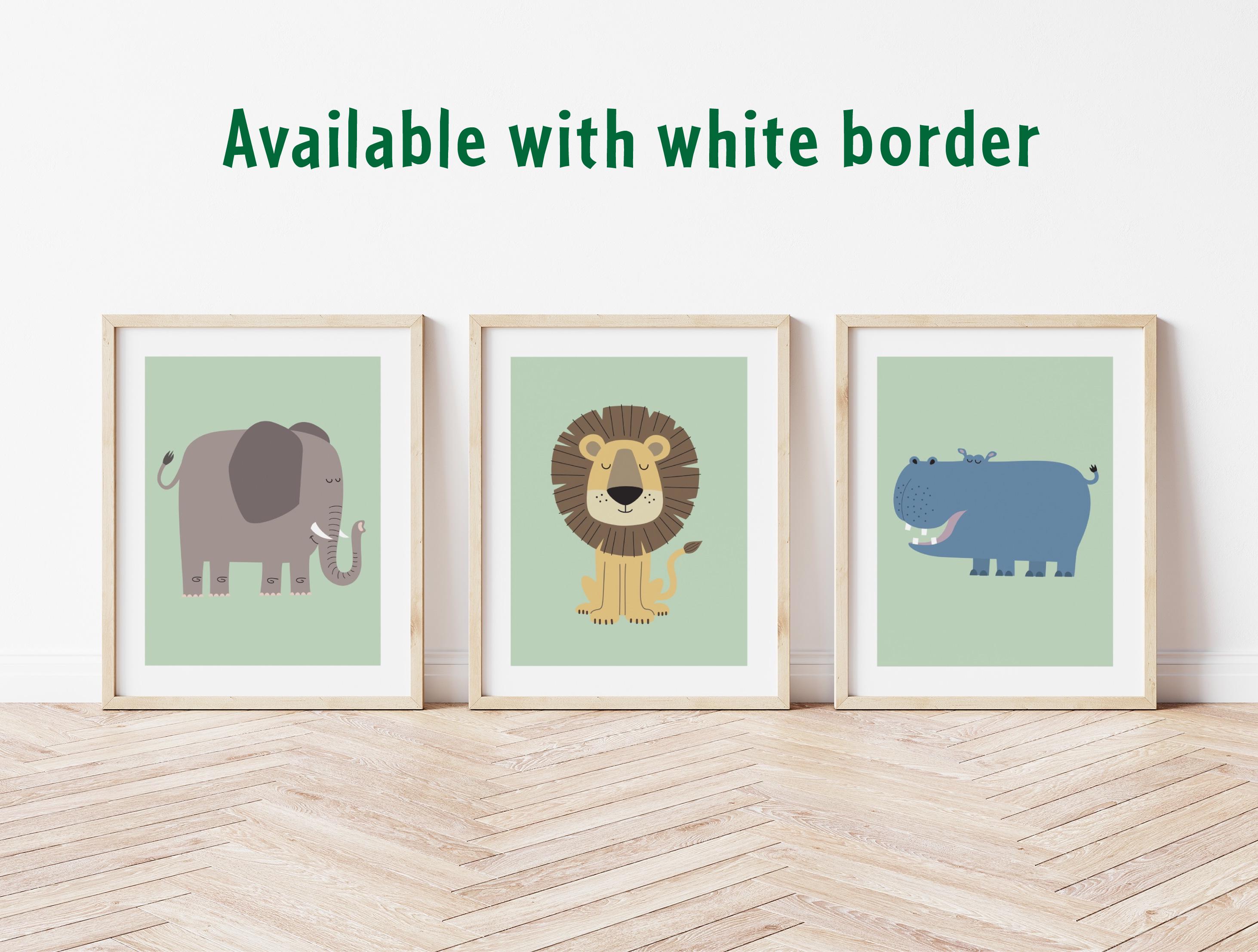 Safari Nursery Wall Art Print, Cute Playful Jungle Animals, Nursery ...
