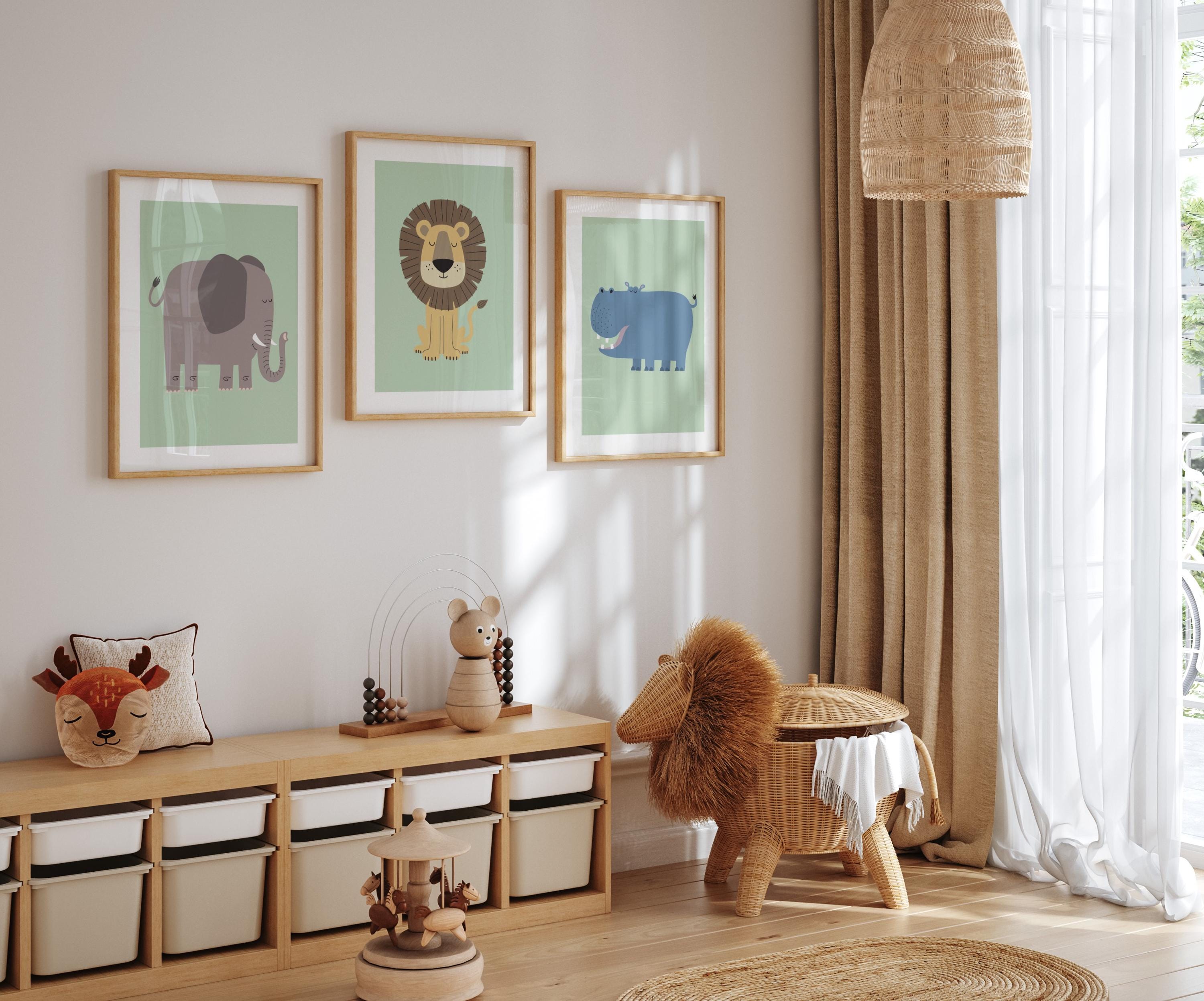 Safari Nursery Wall Art Print, Cute Playful Jungle Animals, Nursery ...