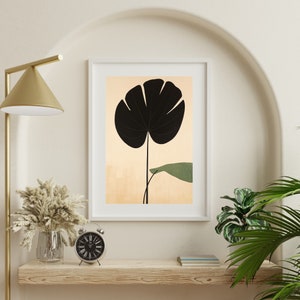 Botanical Wall Art, Printable, Abstract Black and Beige, Minimalist ...