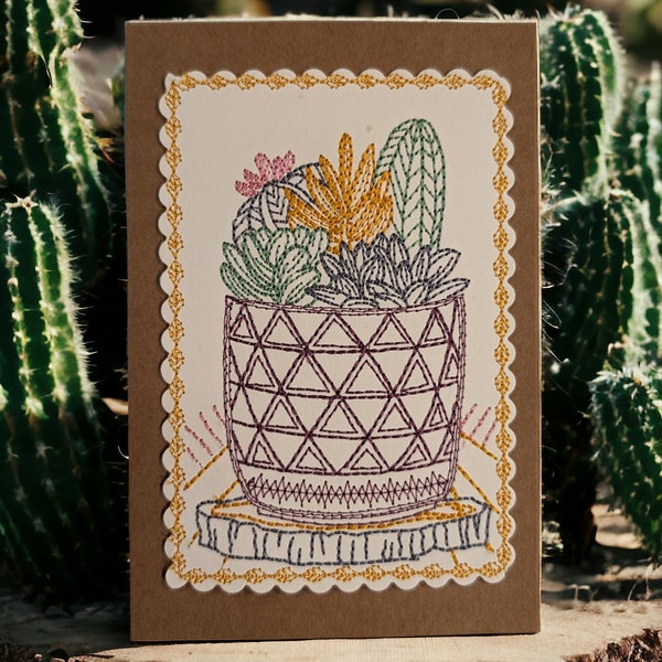 Embroidered Card - Etsy