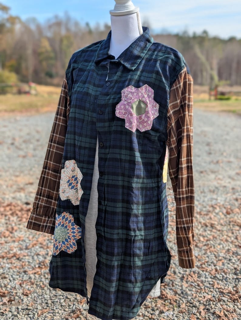 XL Reworked Quilt Block Flannel - Etsy