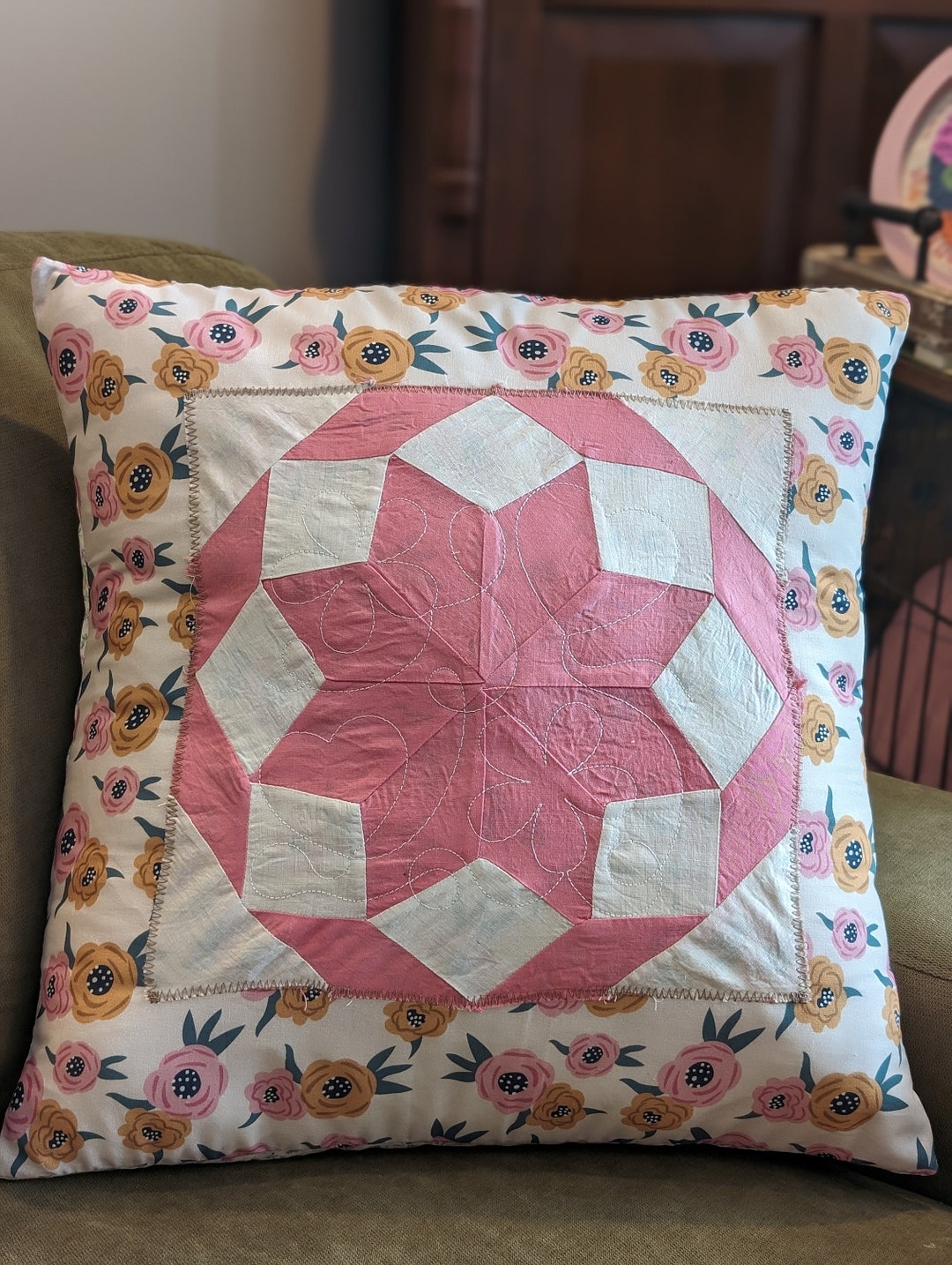 Vintage Quilt Block Pillow Cover - Etsy