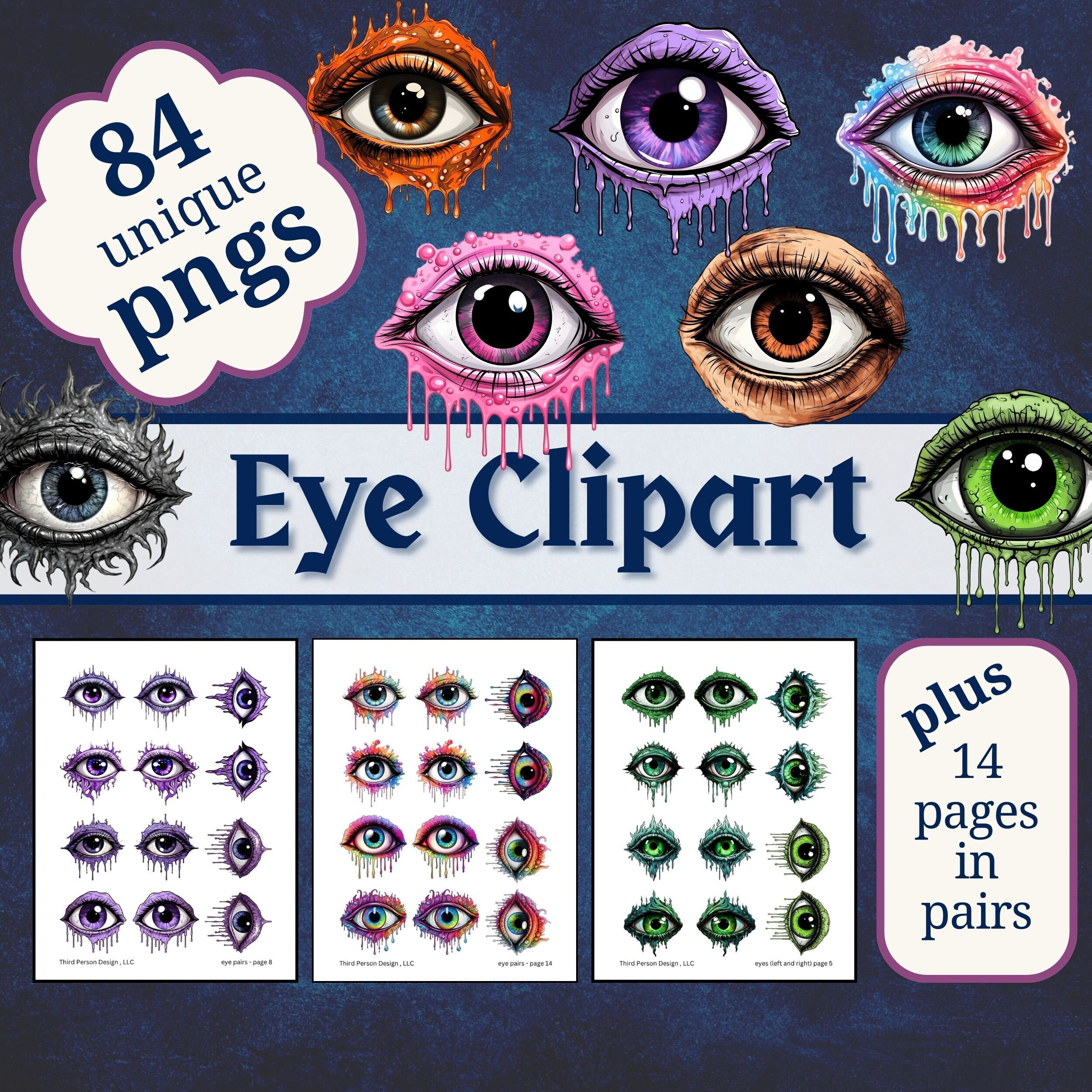 Eyes Digital Clipart Bundle, 84 Single Eyes, 300 Dpi Pngs, Transparent ...