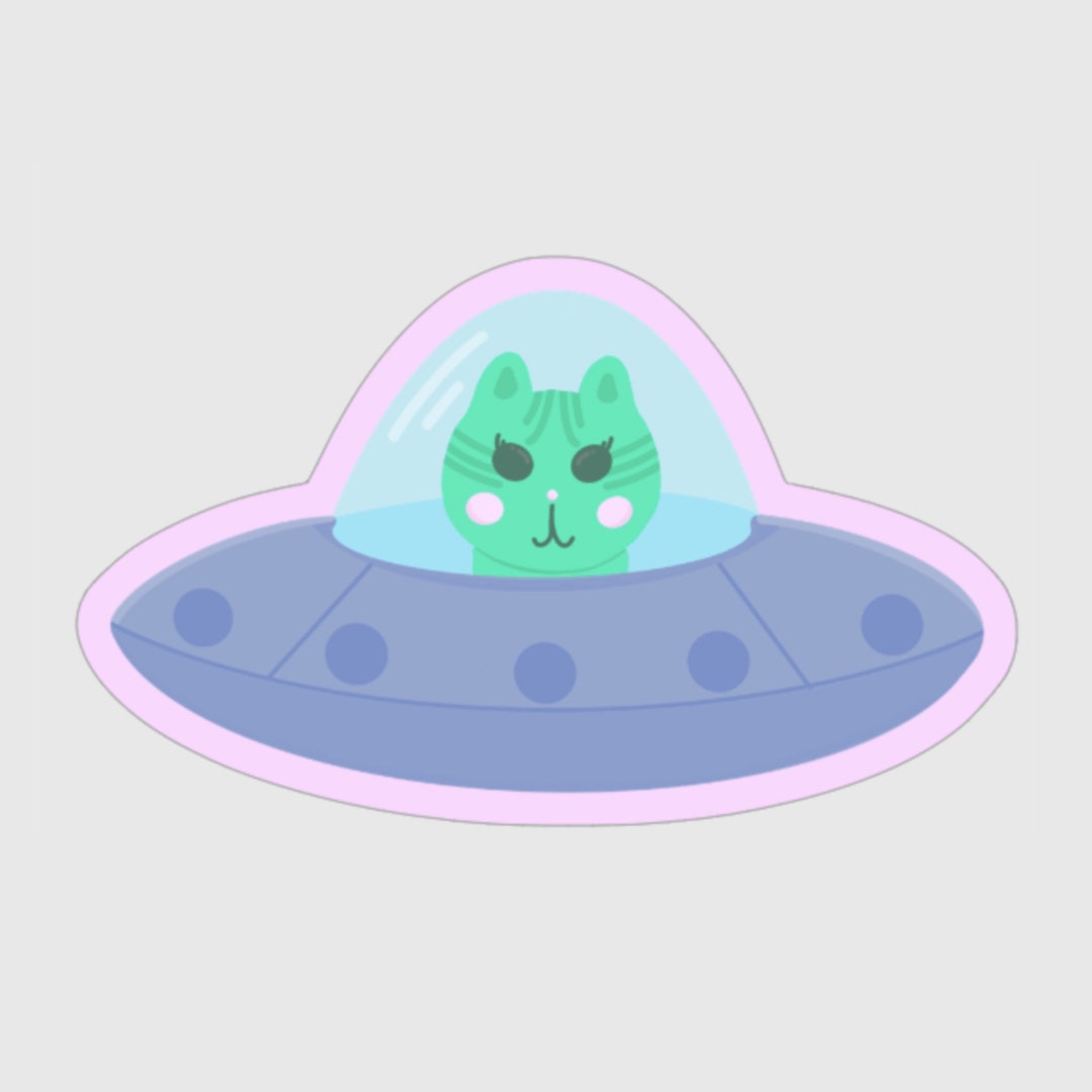 Cute Alien Cat in Spaceship Vinyl Sticker - Etsy