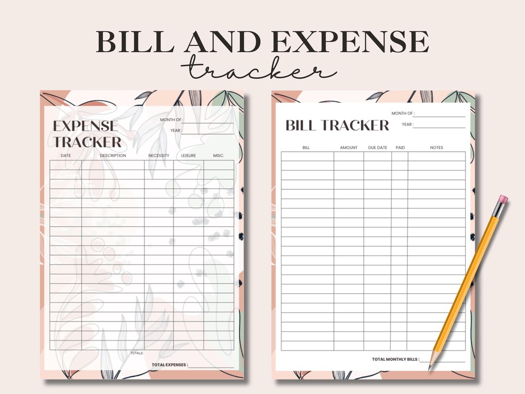 Bill Tracker, Expense Tracker, Printable Expense Tracker, Monthly ...
