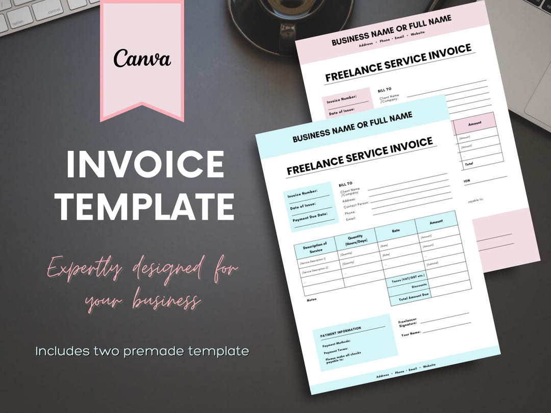 Printable Freelance Service Invoice Template, Customizable PDF Invoice ...