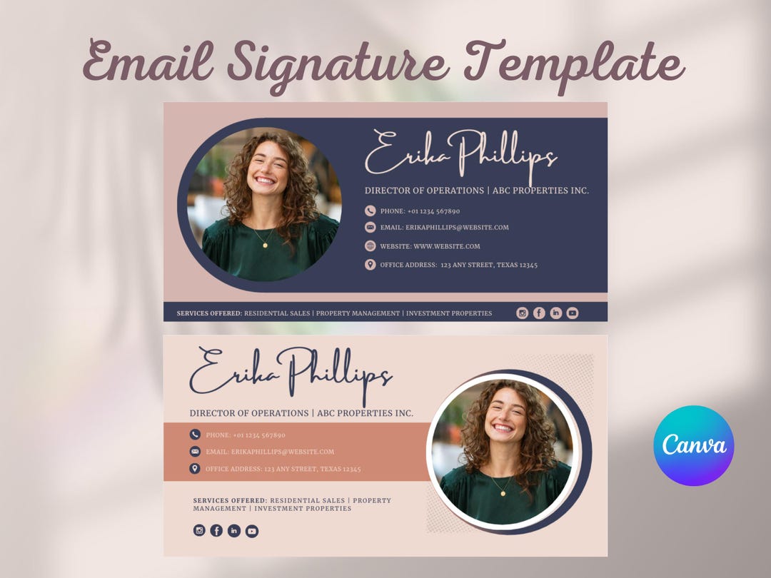 Professional Email Signature Template, Editable Canva, Modern Email ...