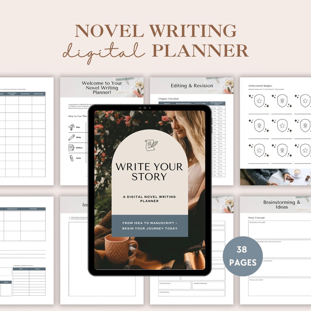 Novel Writing Digital Planner, Writing Workbook, Novel Writing, Writer Planner, Writing Planner ...