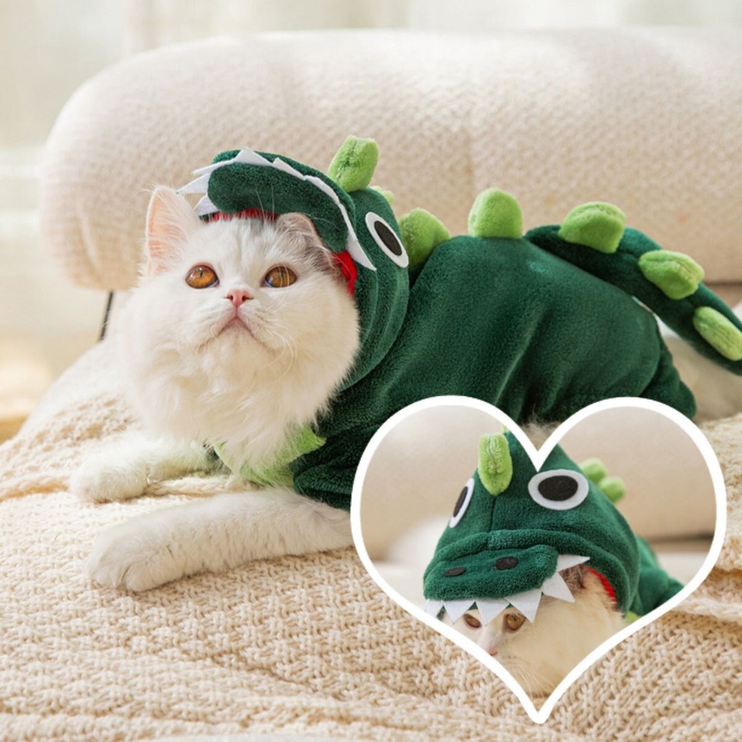 Green Dinosaurs Costume Funny Cat Dog Small Pet Costume Warm - Etsy