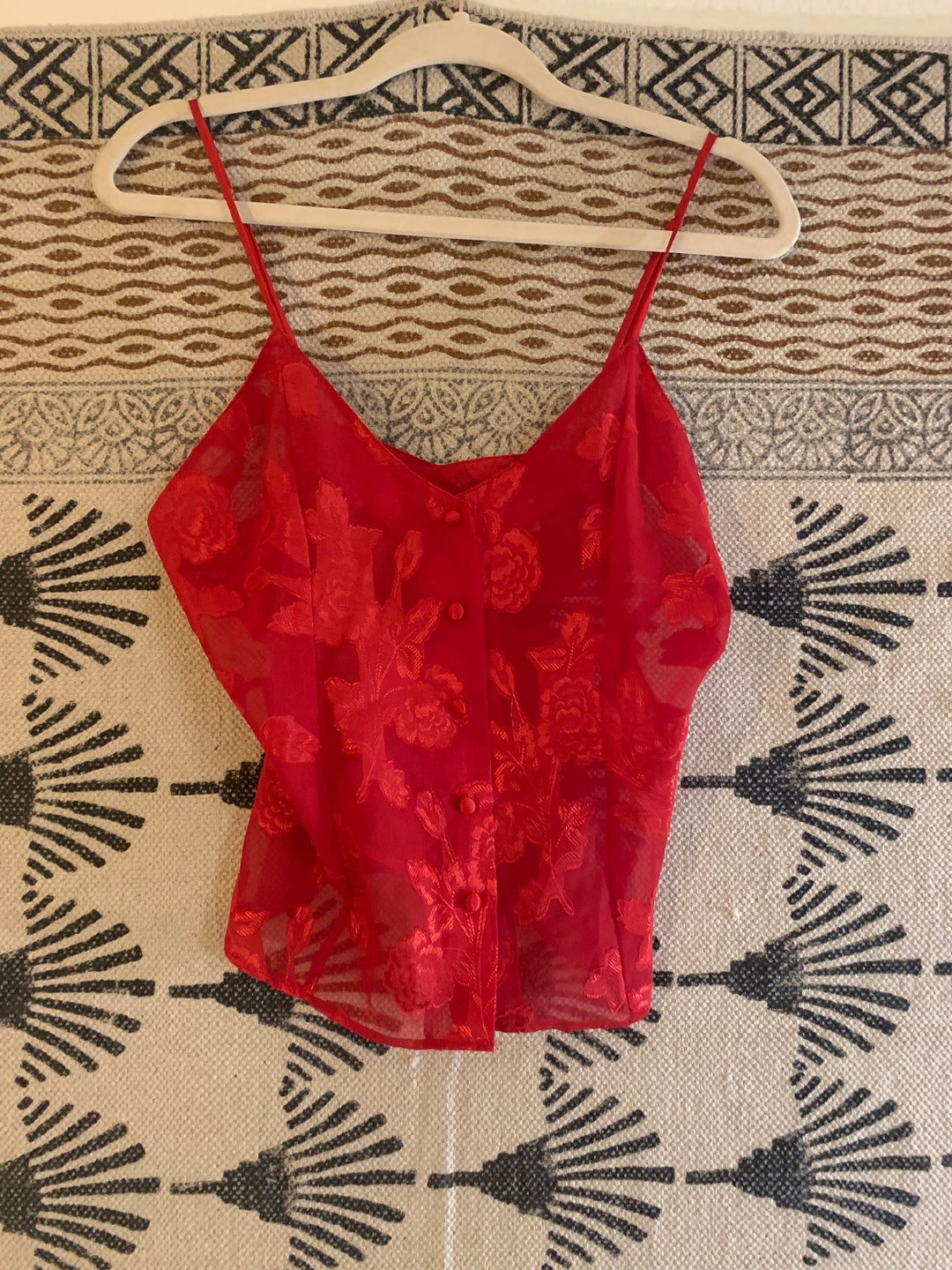 Vintage Floral Sheer Cami, Small, Fredericks of Hollywood Top - Etsy