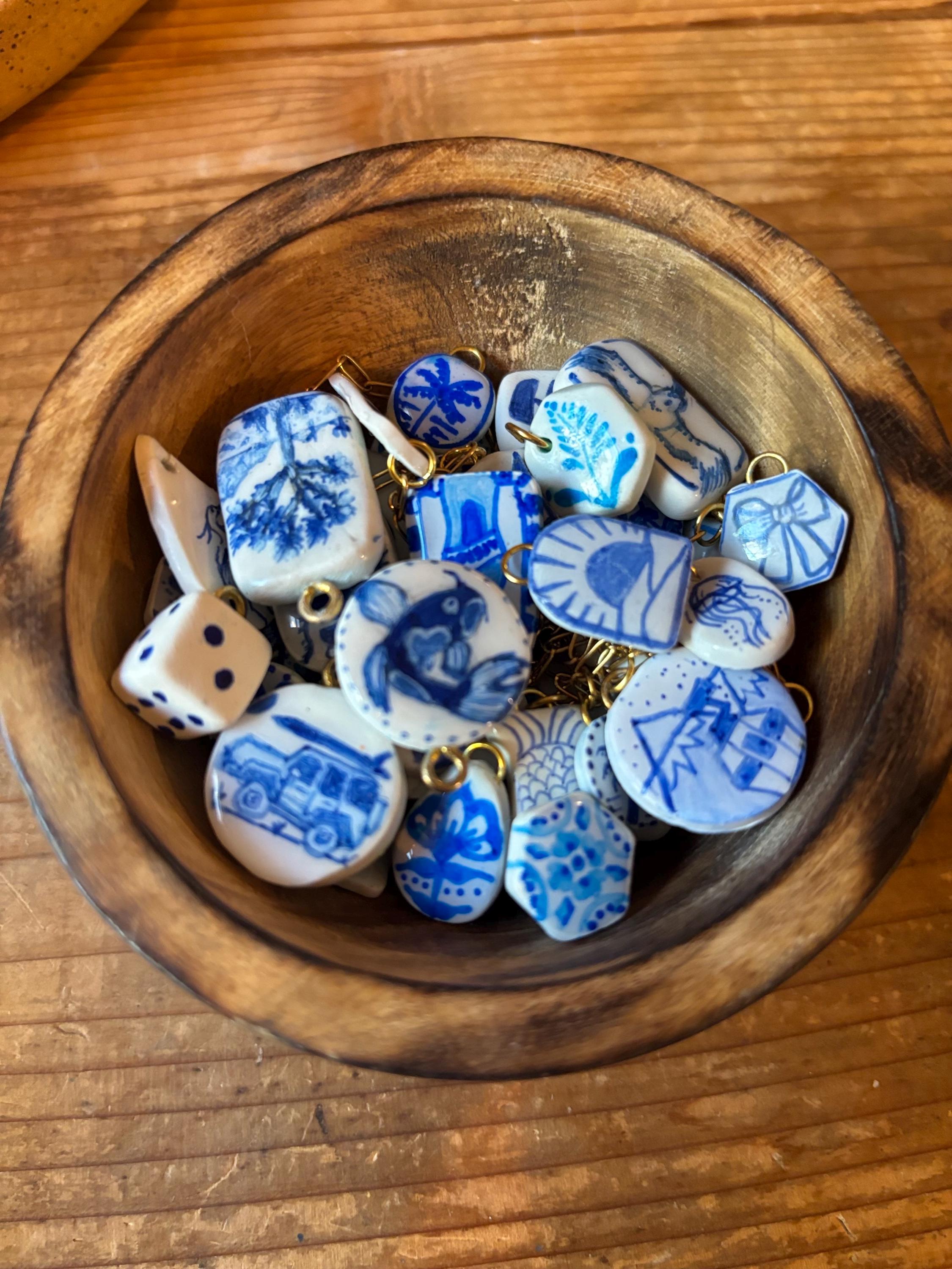 Mystery Ceramic Charm Hand Painted Blue & White Polymer Clay Charms ...