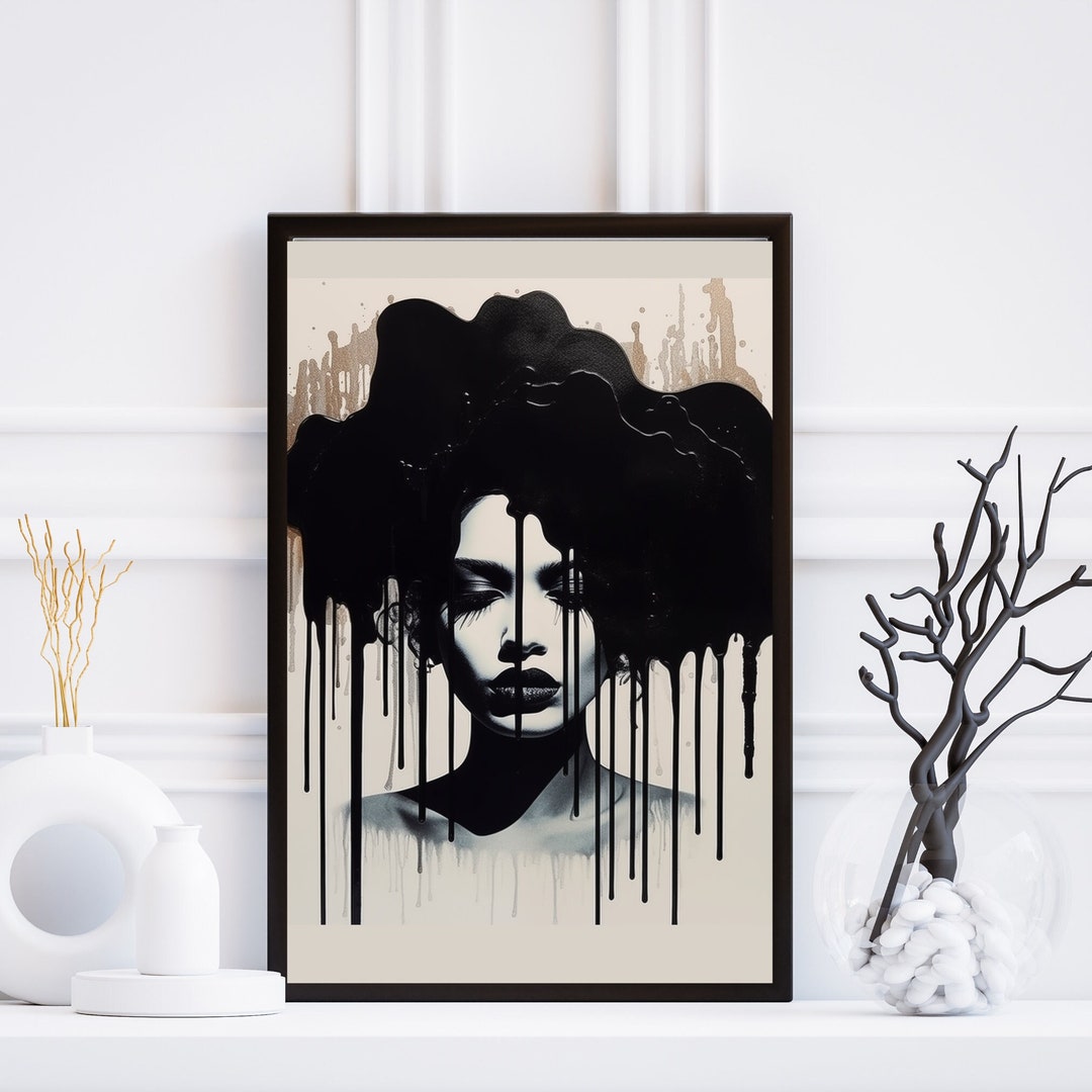 Abstract Elegance - Lorna Simpson Inspired Black Woman Wall Art Canvas ...