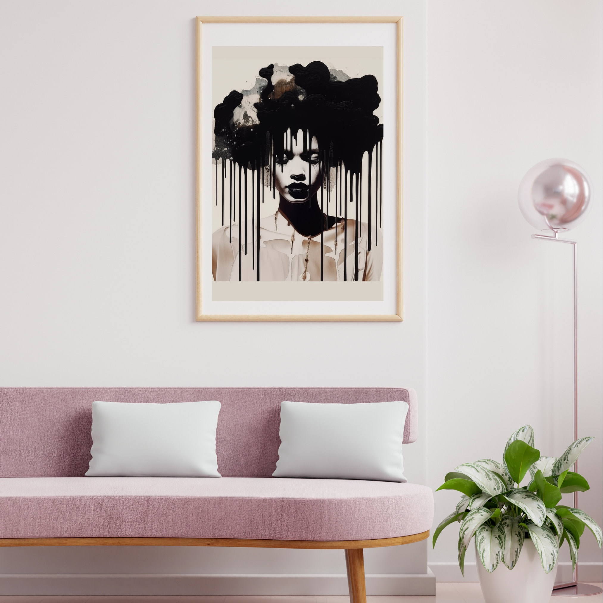 Abstract Elegance Lorna Simpson Inspired Black Woman Wall Art Canvas ...