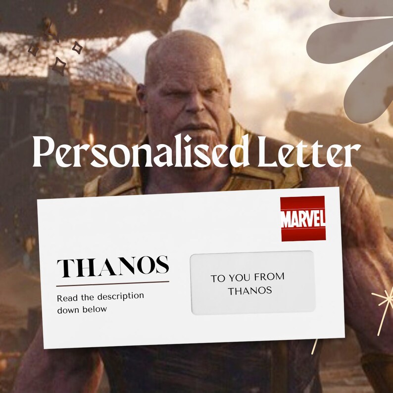 THANOS Personalised Letter Step Into the Marvel Universe - Etsy