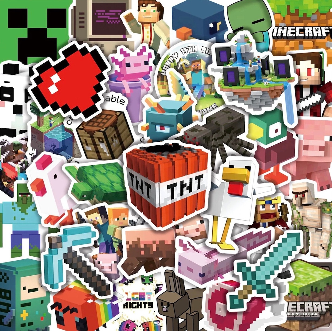 5-50 Pcs Minecraft Gamer Stickers, Minecraft Png Poster Party Stickers ...