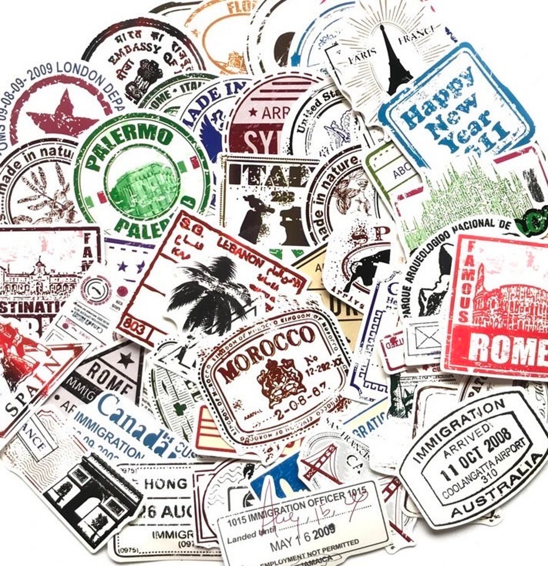 5-60 Pcs Vintage Stamp Stickers, Travel Passport Phone Laptop Decals ...