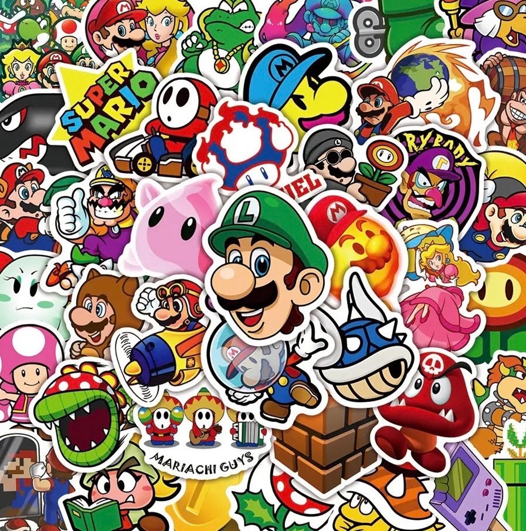 5-50 Pcs Super Mario Bros Gamer Stickers Princess Peach Luigi - Etsy
