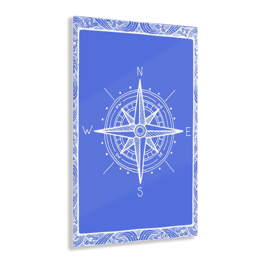 Modern Compass Wall Art Acrylic Print 1 Image Appears Embedded In Glass 3 Sizes Available Etsy