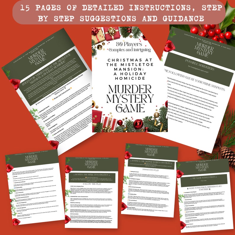 Murder Mystery Game Printable 25-30 Players : Christmas Theme Murder ...