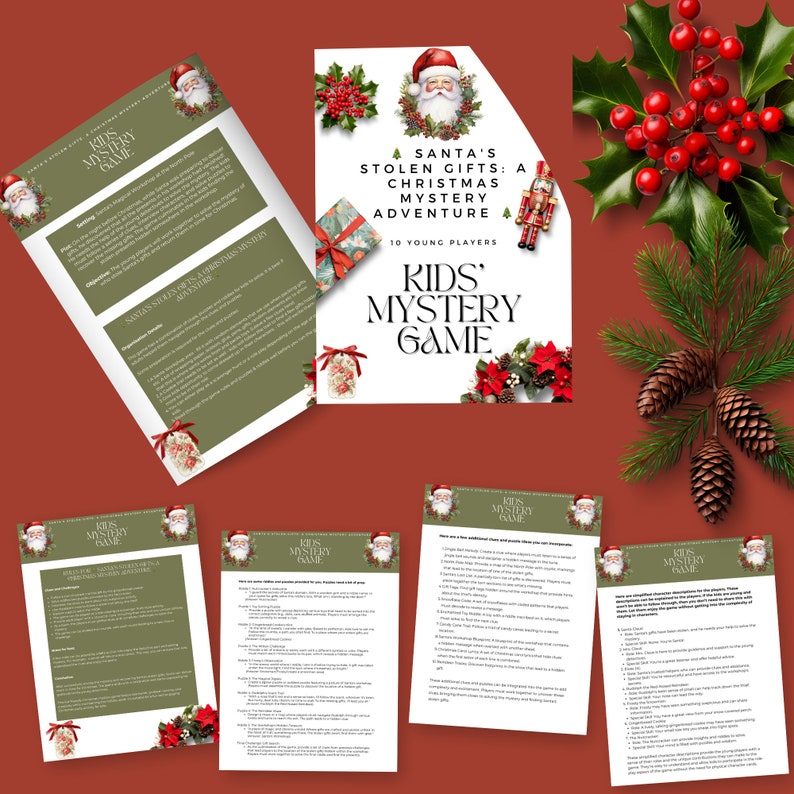 Mystery Game Printable: Kids' Christmas Game Mystery Puzzle Game With ...