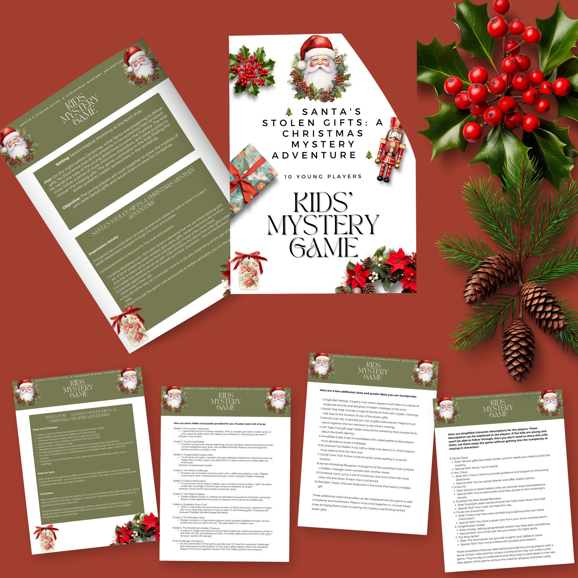 Mystery Game Printable: Kids' Christmas Game Mystery Puzzle Game With ...