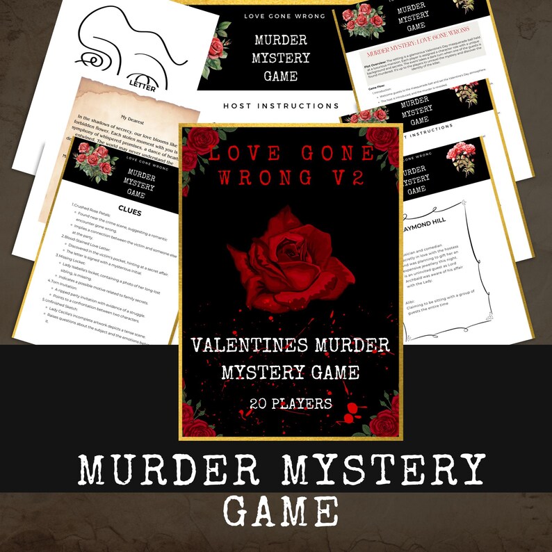 20 Players Valentines Game, Valentine's Murder Mystery Game,masquerade ...
