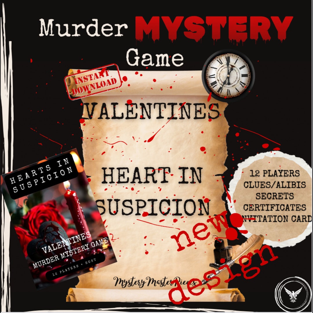 Murder Mystery Game Printable, Valentine's Party Game: Murder Mystery ...