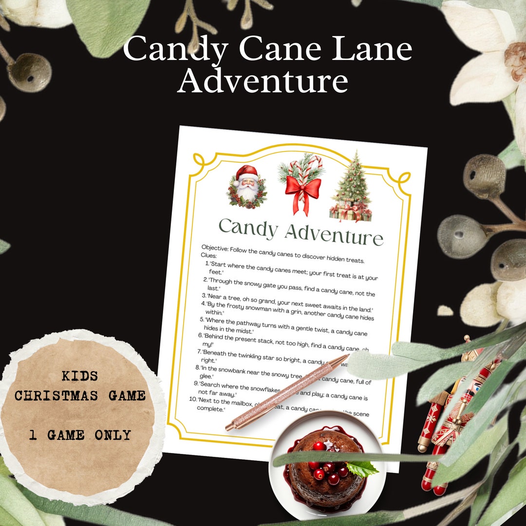 Christmas Candy Cane Scavenger Hunt Game for Kids (PDF) - Etsy