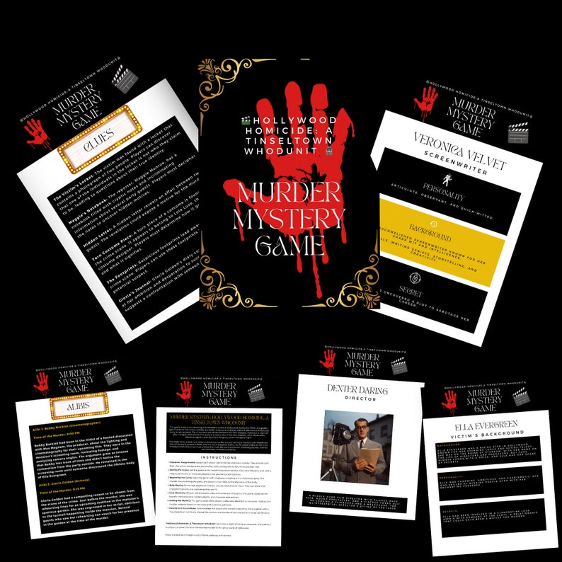 Murder Mystery Game Printable Hollywood Murder Mystery Game, Invitation ...