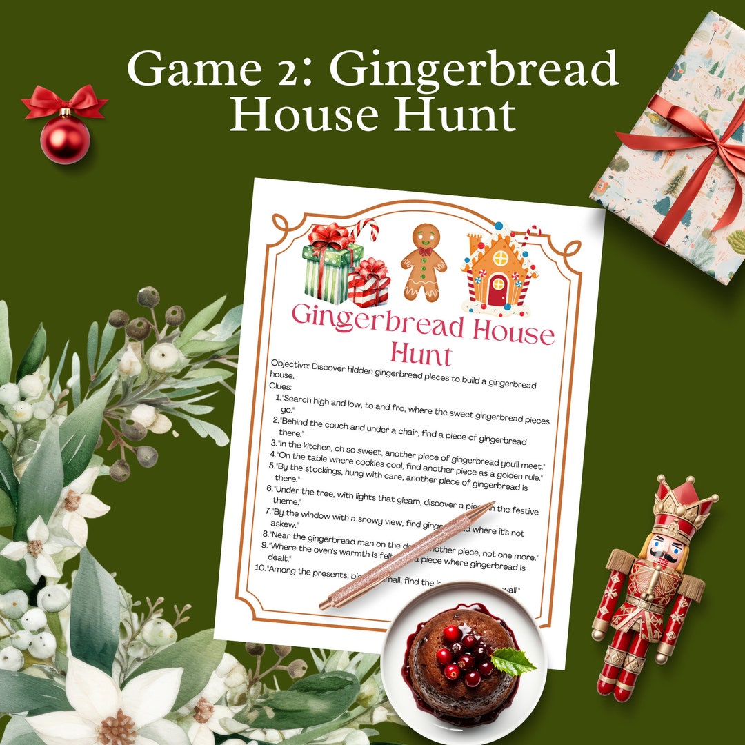 Gingerbread House Hunt Game for Kids: Christmas Scavenger Hunt Mystery ...
