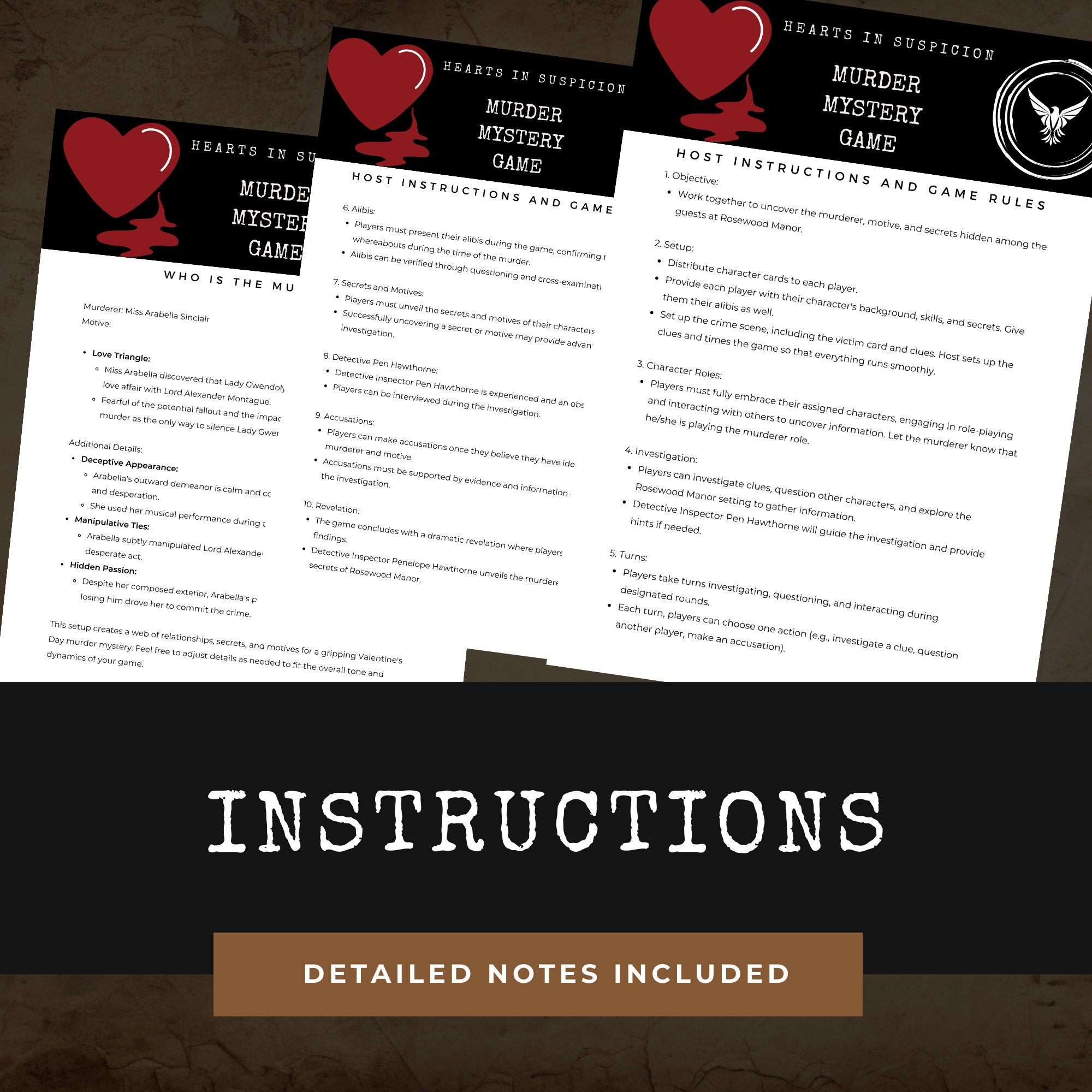 Murder Mystery Game Printable, Valentine's Party Game: Murder Mystery ...