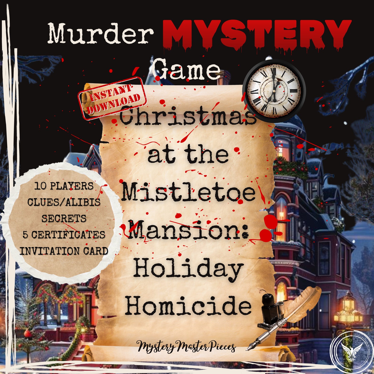 Murder Mystery Game Printable: Christmas Theme Murder Game With Invite ...