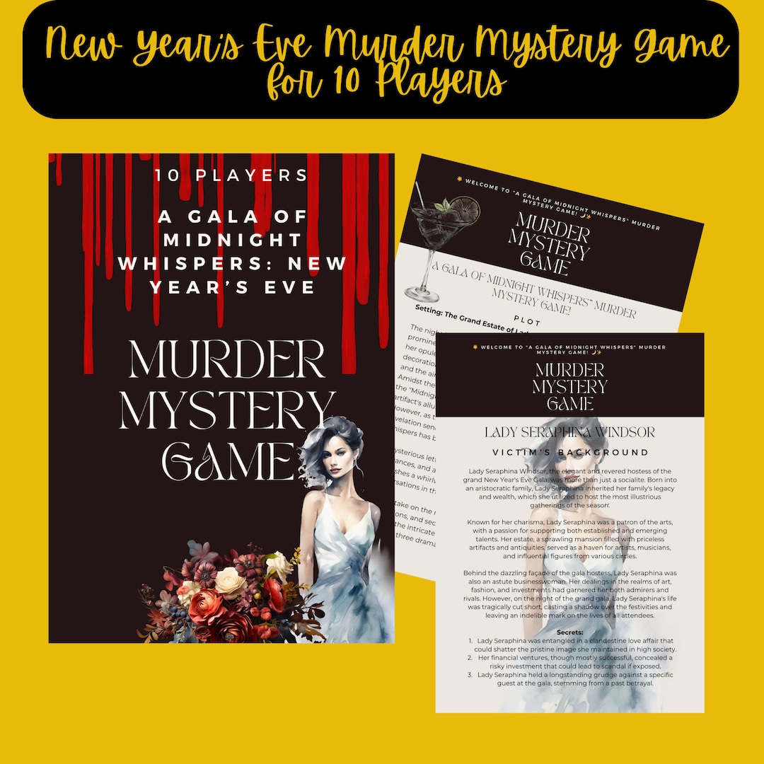 Murder Mystery Game Printable New Year's Eve Murder Mystery Party Game ...