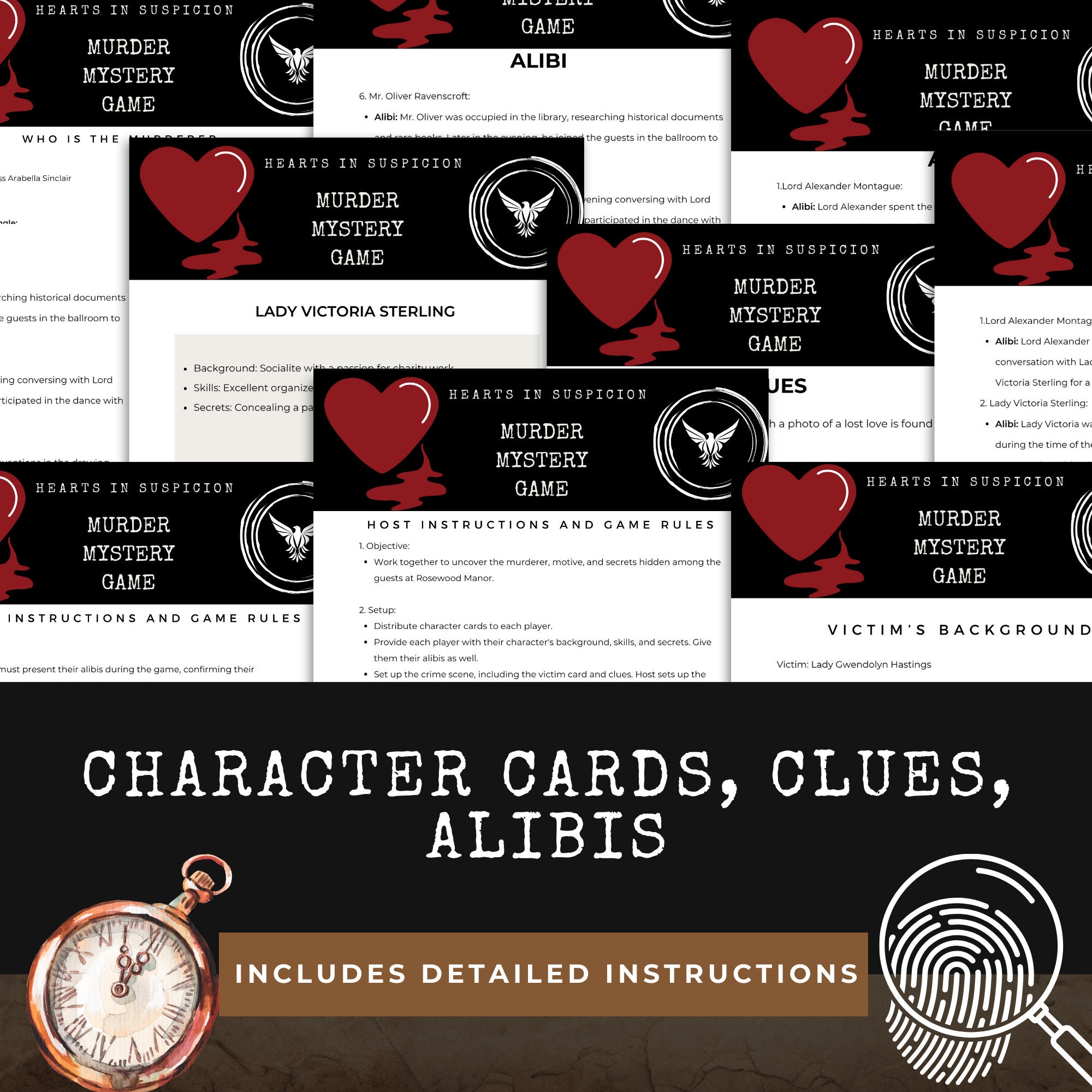 Murder Mystery Game Printable, Valentine's Party Game: Murder Mystery ...