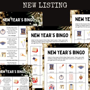 New Year's Bingo Game for Kids (digital Download) - Etsy