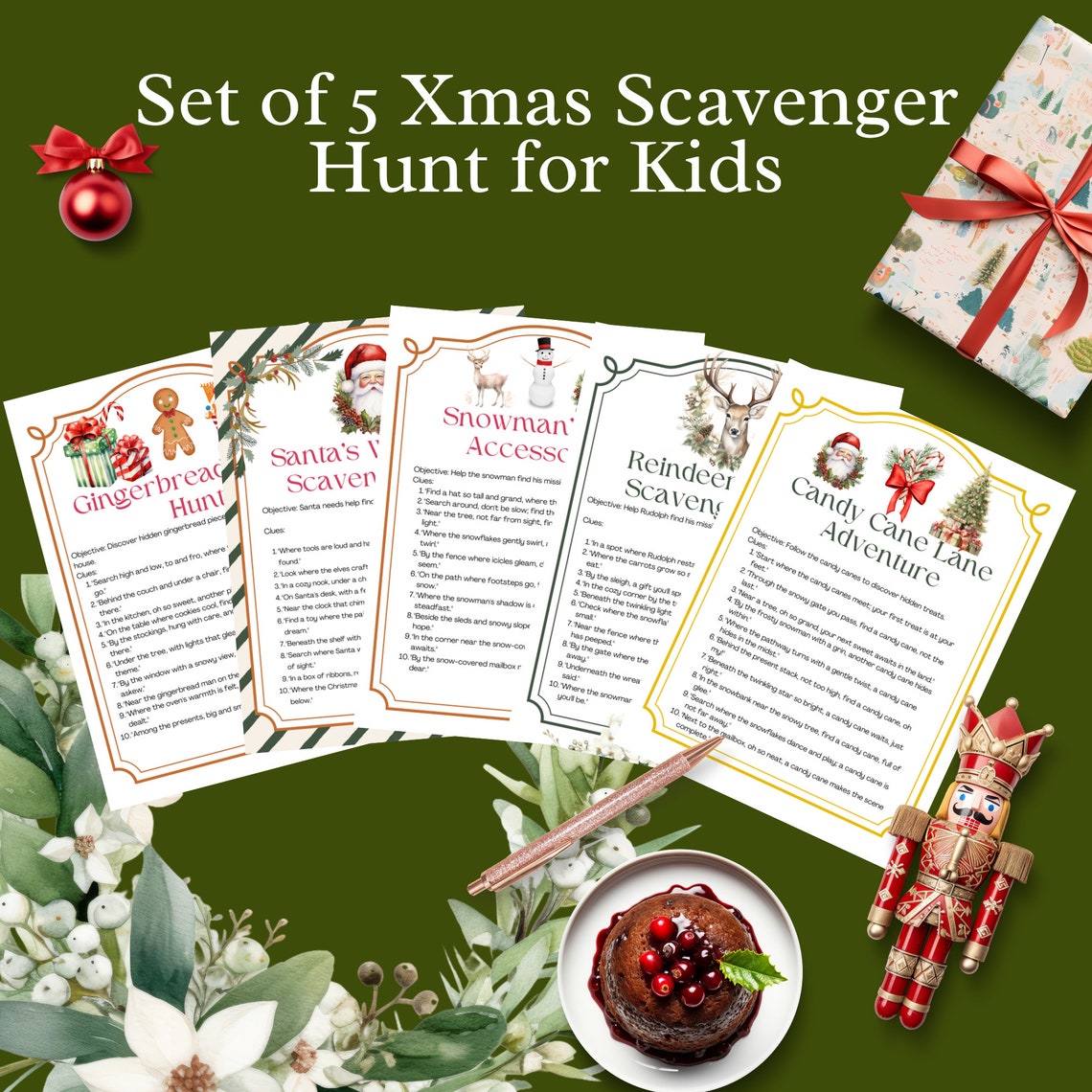 Gingerbread House Hunt Game for Kids: Christmas Scavenger Hunt Mystery ...