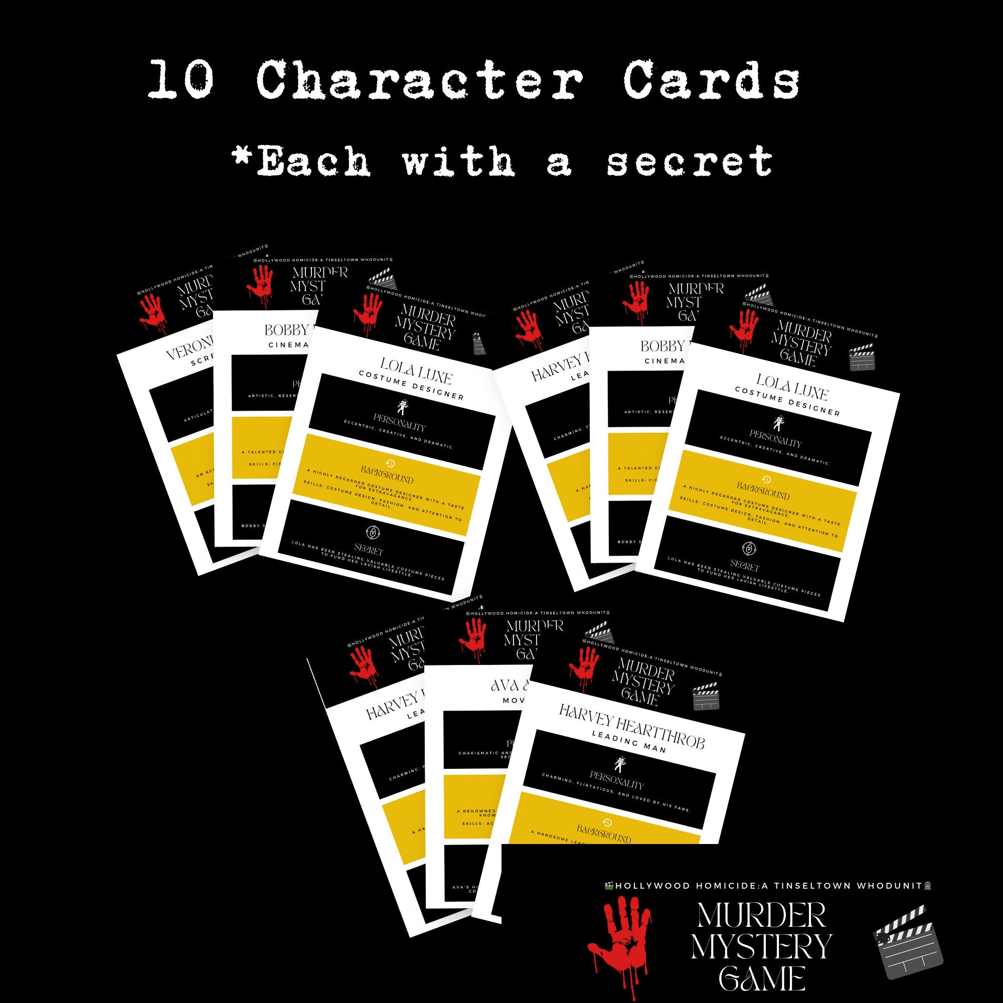 Murder Mystery Game Printable Hollywood Murder Mystery Game, Invitation ...