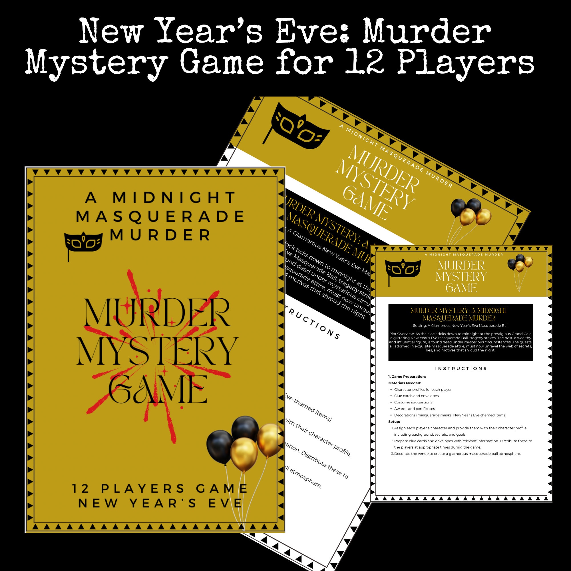 Murder Mystery Game Printable, New Year's Eve Murder Mystery Party Game ...