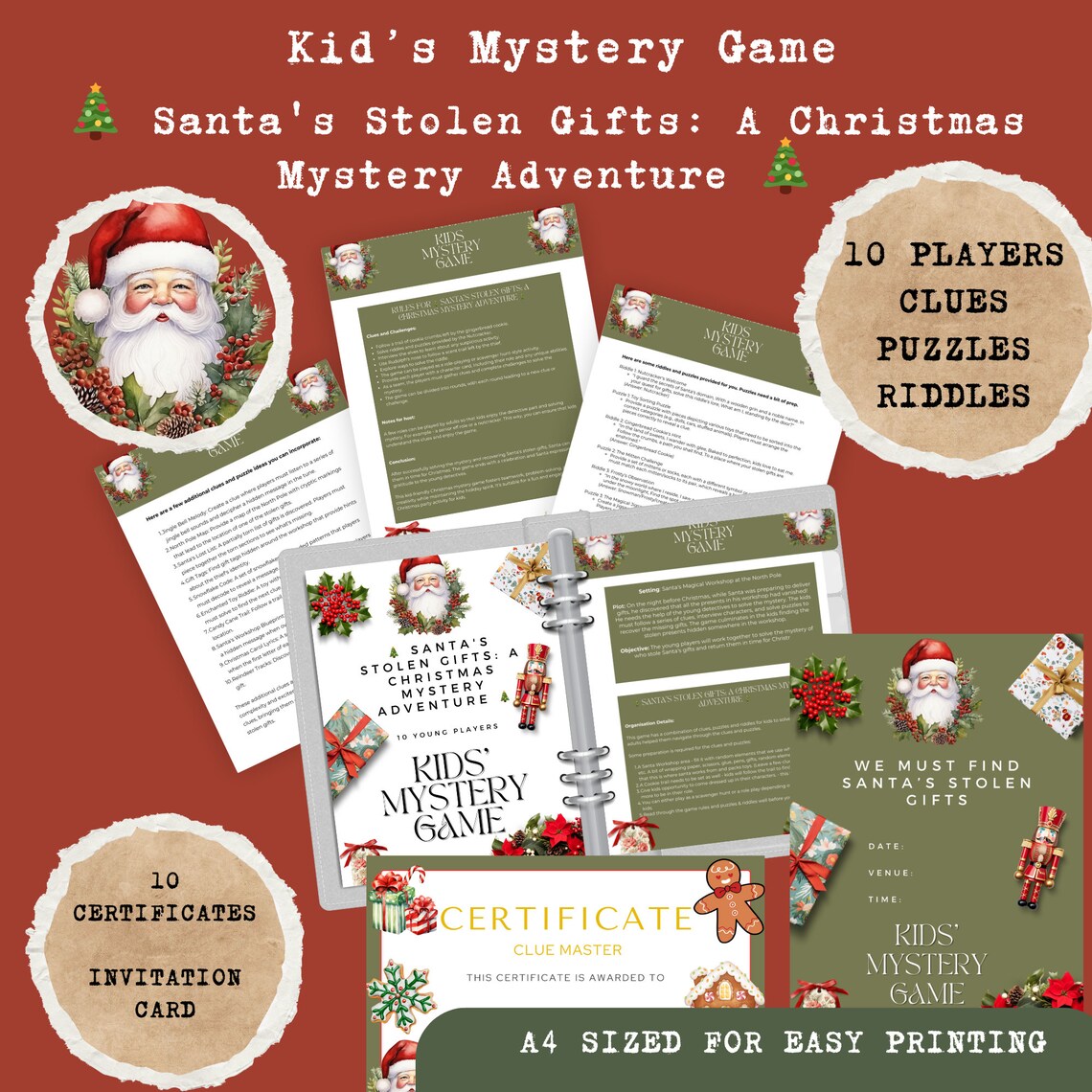 Mystery Game Printable: Kids' Christmas Game Mystery Puzzle Game With ...