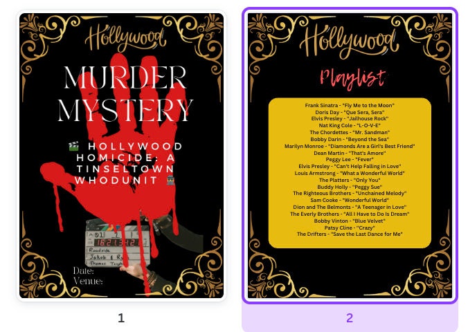 Murder Mystery Game Printable Hollywood Murder Mystery Game, Invitation ...